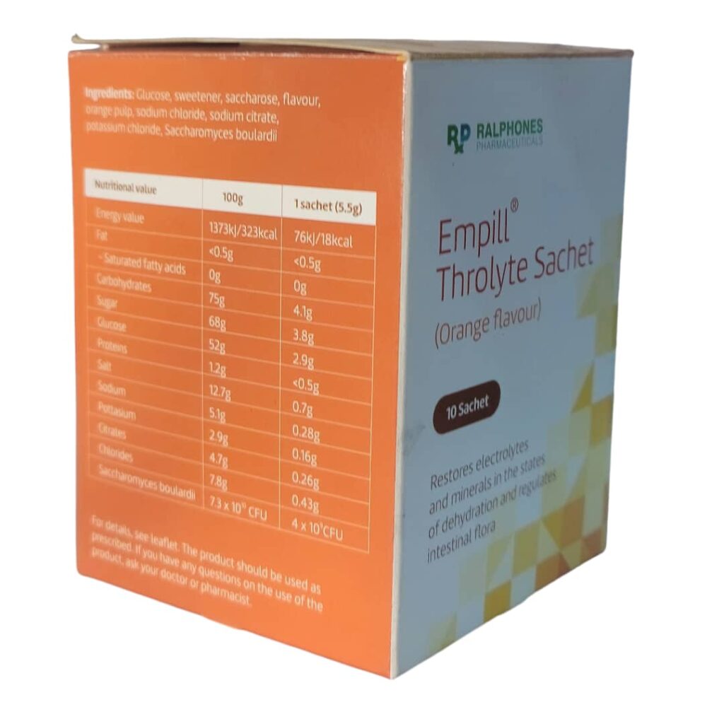 EMPILL THROLYTE SACHET (ORANGE FLAVOUR) × 1 SACHET. – From A To Z
